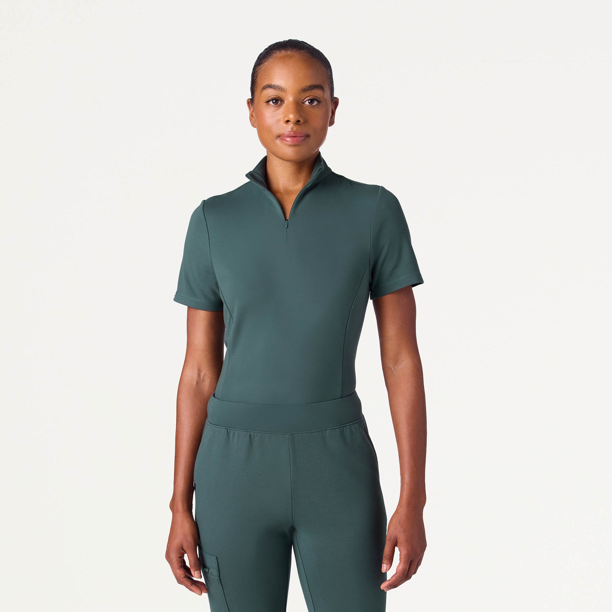 Astra Slim Half-Zip UltraSOFT™ Scrub Top - Alpine Green – JAANUU