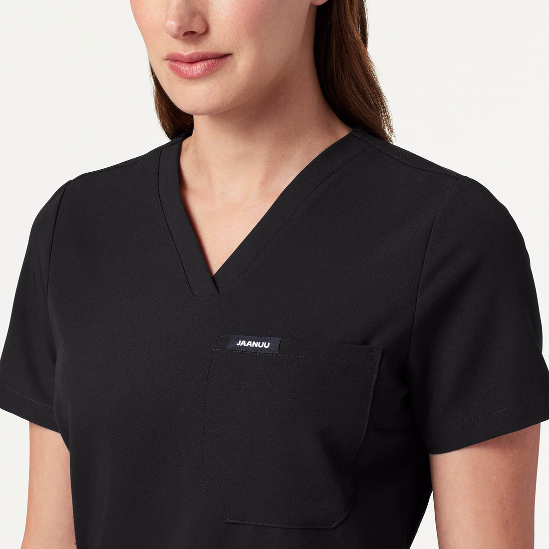 Rhena Slim Essential 1-Pocket Scrub Top - Black – JAANUU