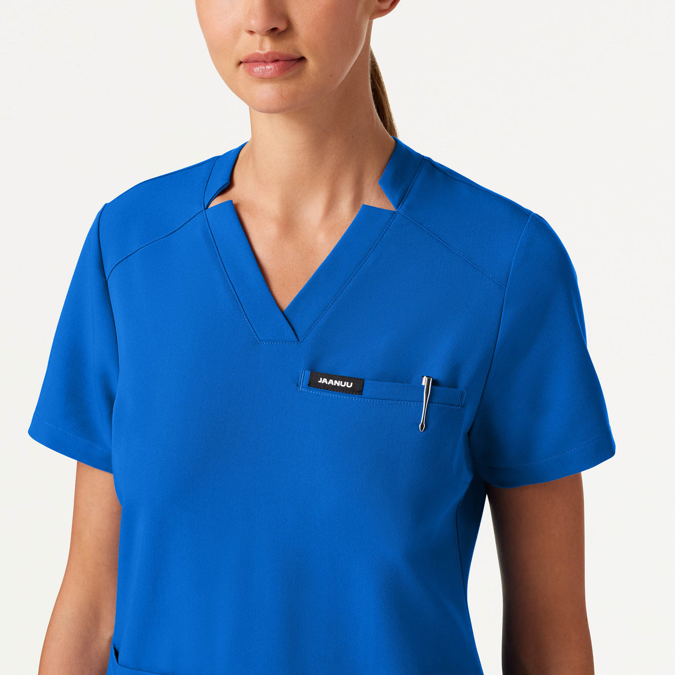 Helia Slim Notched V-Neck Scrub Top - Royal Blue – JAANUU