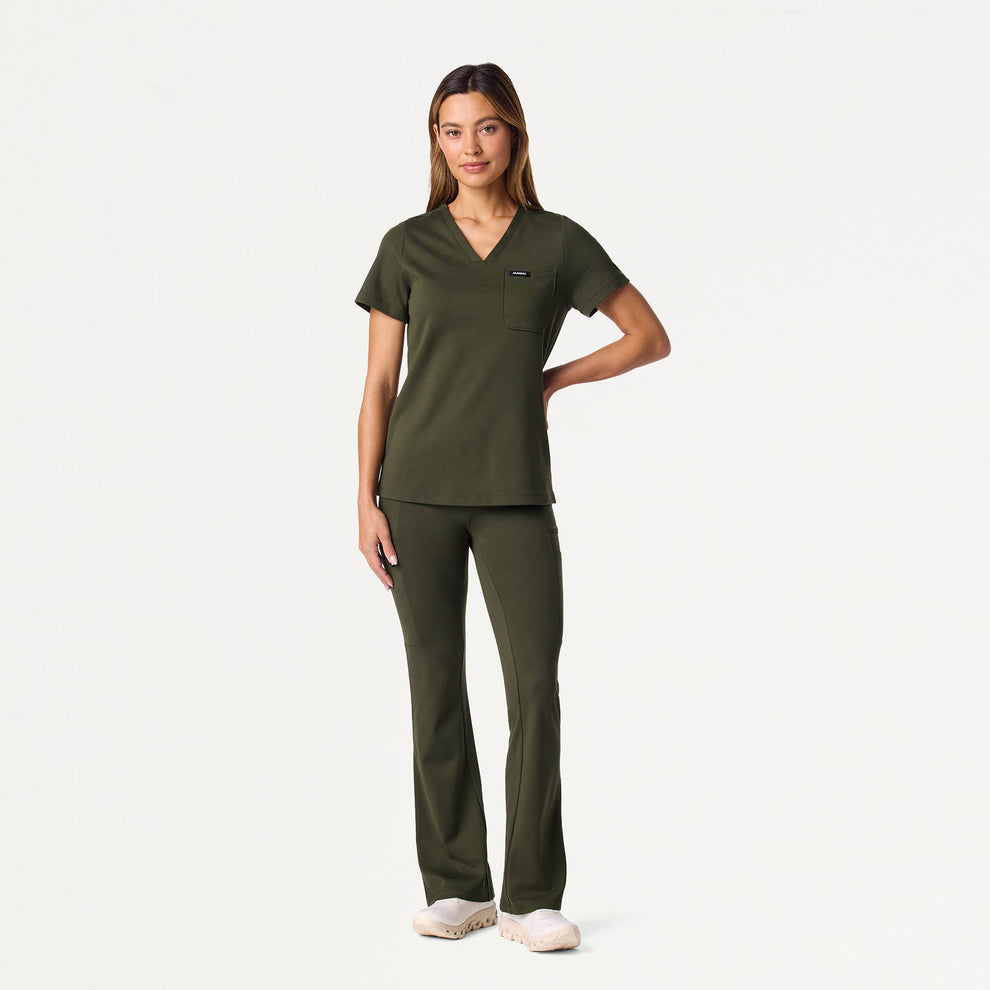 Rhena Slim UltraSOFT™ Scrub Top - Deep Olive – JAANUU