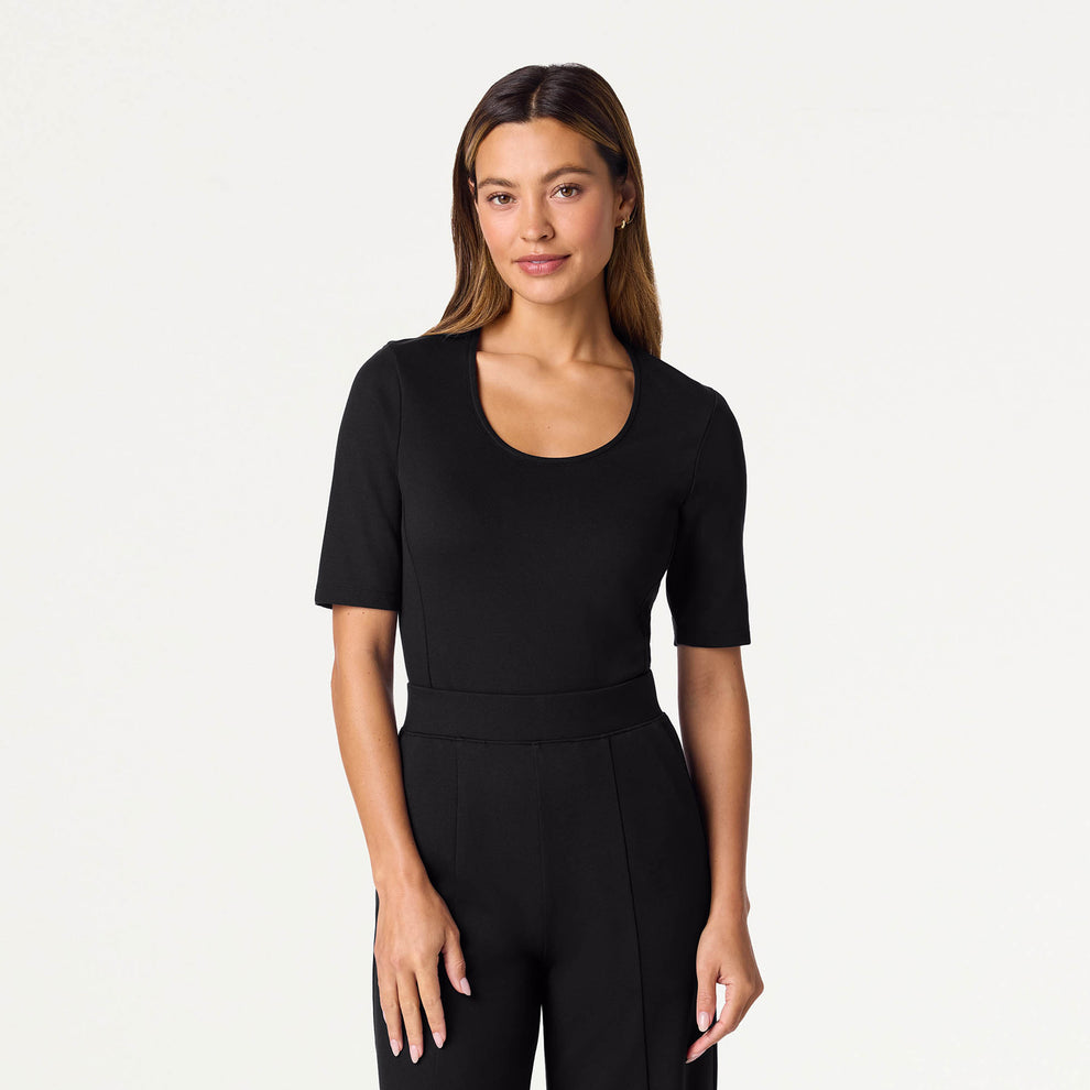 Cora U-Neck UltraSOFT™ Scrub Top - Black – JAANUU