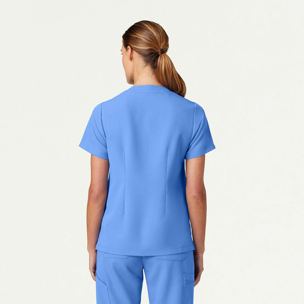 Helia Notched V-Neck Scrub Top - Ceil Blue – JAANUU