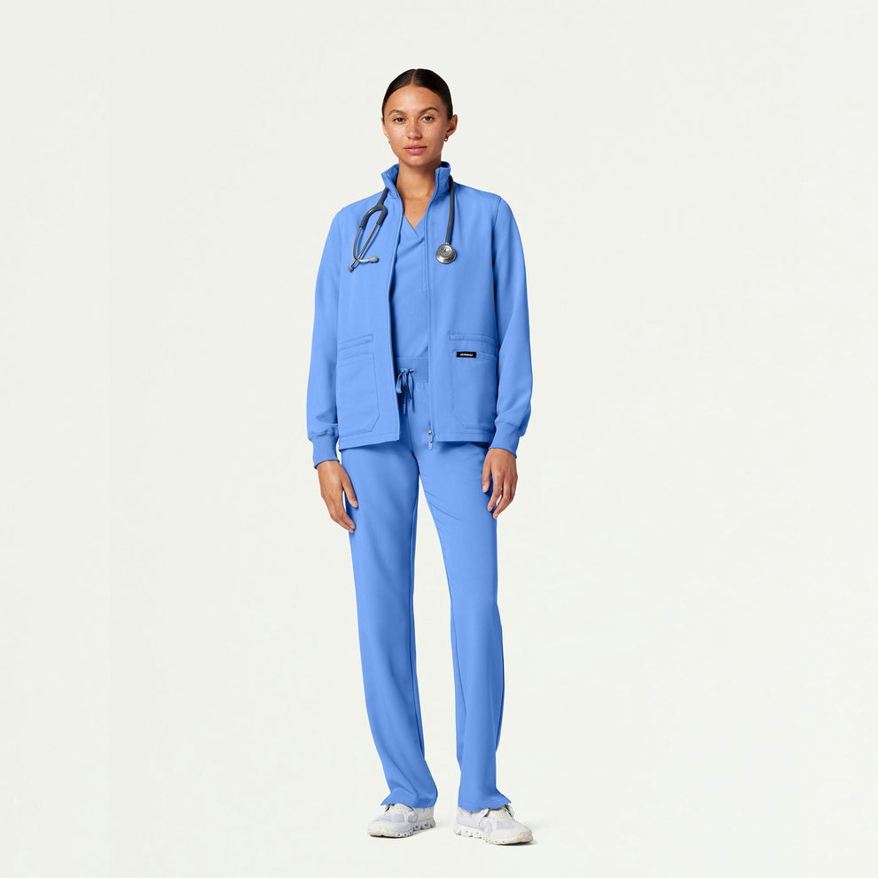 Ceri Essential 6-Pocket Scrub Jacket - Ceil Blue – JAANUU